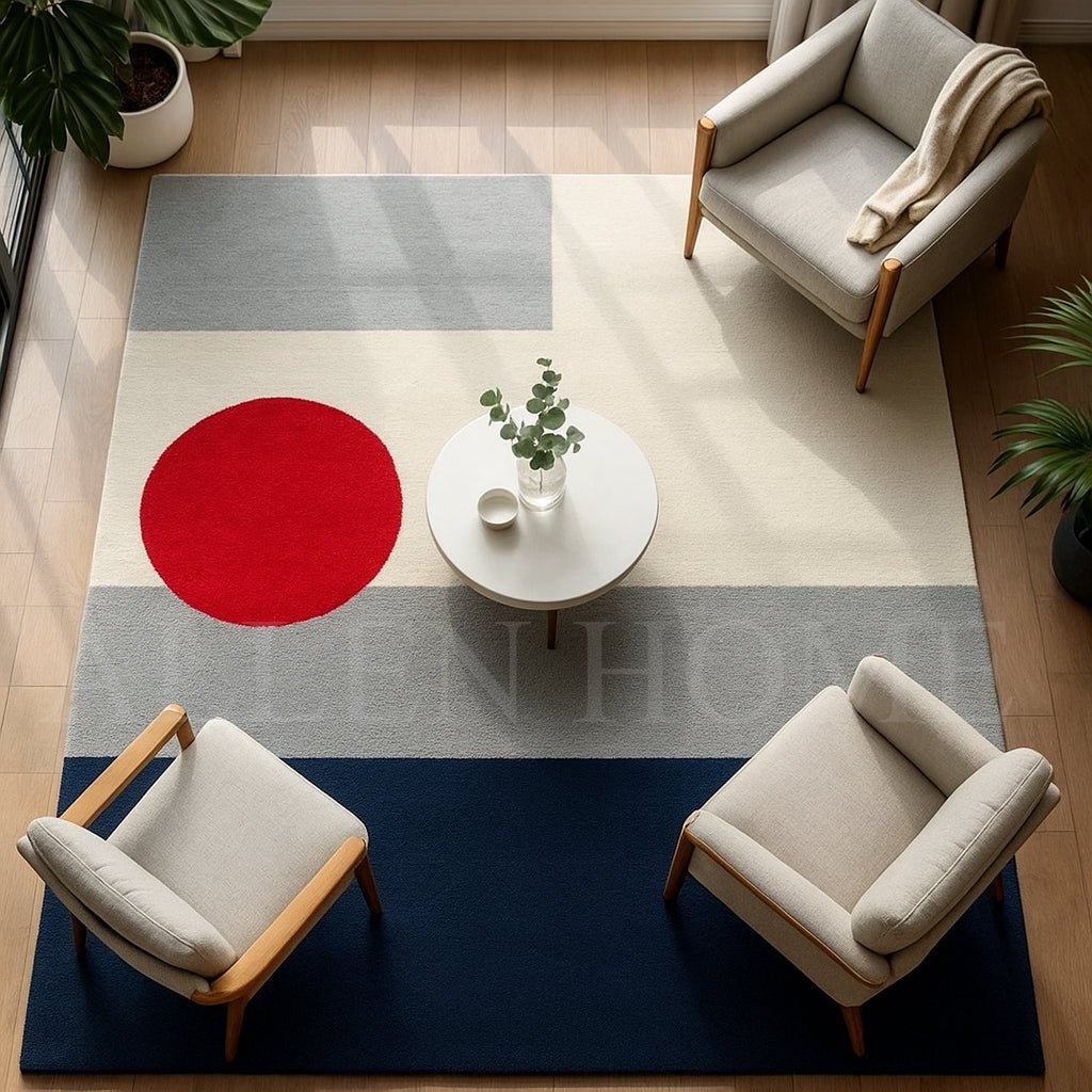 Red Dot Rugs – Artistic Rugs with Striking Red Accents | Allen Home